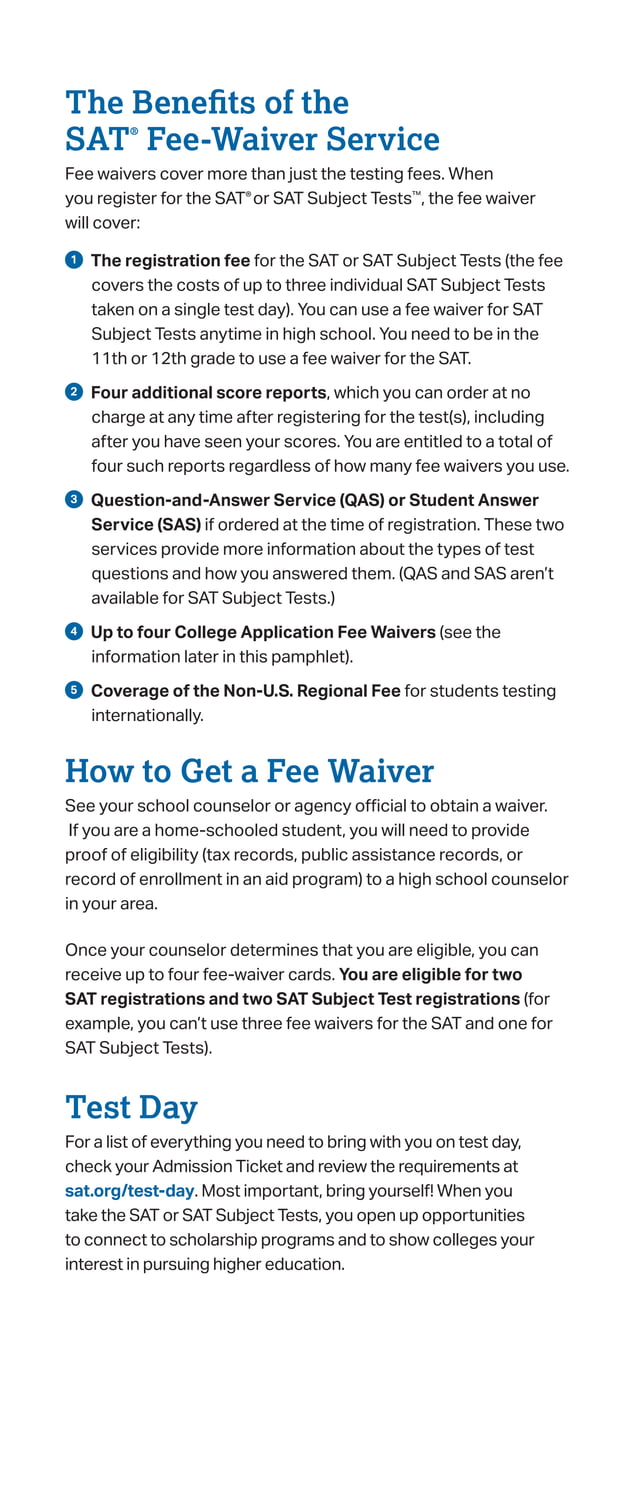 Sat fee-waiver-student-brochure | PDF