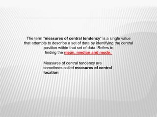 Summarizing Data by a Single Number | PPTX | Computer Software and Applications | Computing