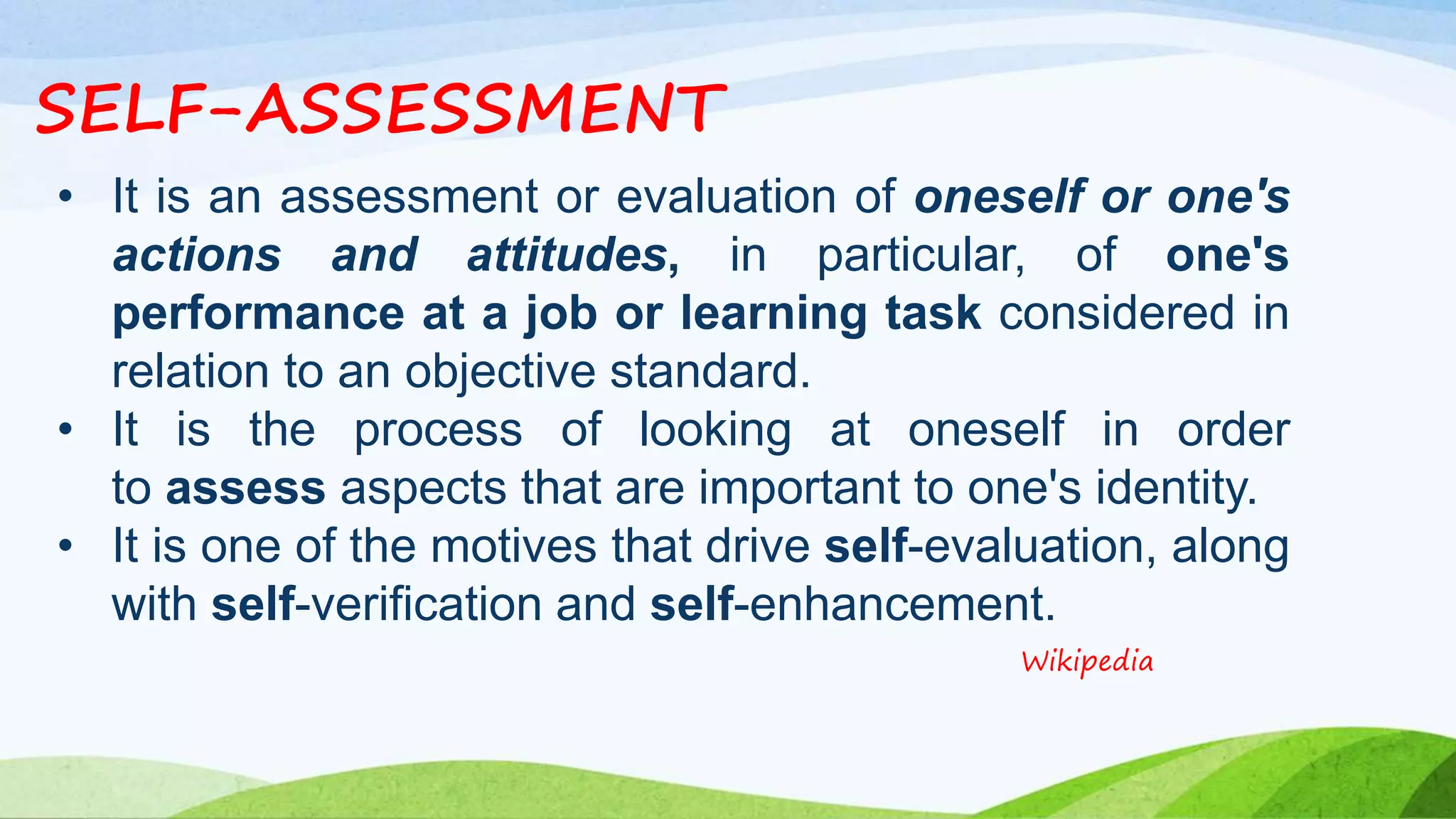Self Assessment Tool in the RPMS | PPTX