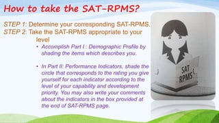 Self Assessment Tool in the RPMS | PPTX | Educational Assessment ...