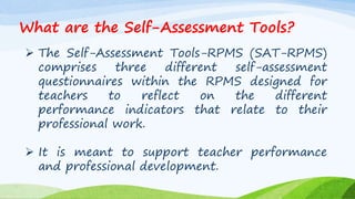 Self Assessment Tool in the RPMS | PPTX | Educational Assessment ...