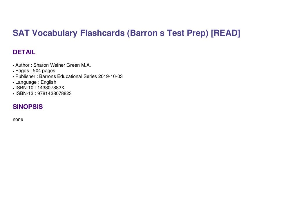 SAT Vocabulary Flashcards (Barron s Test Prep) [READ]