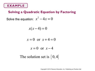 Section 1.2 Quadratic Equations | PPT