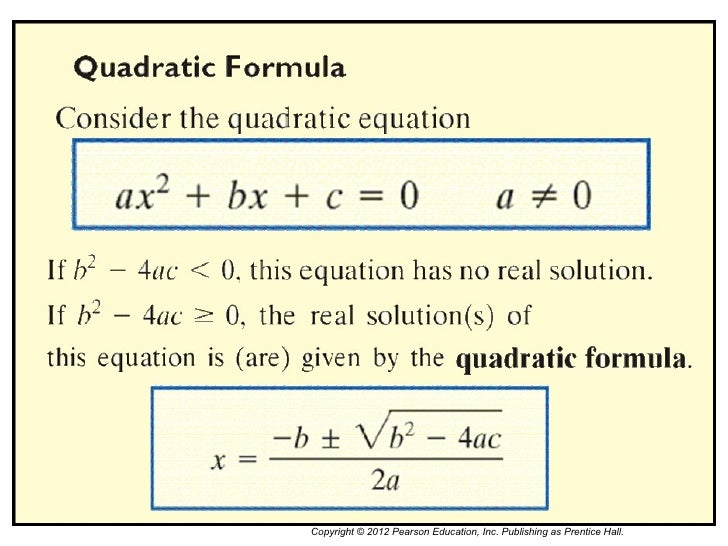 Section 1.2 Quadratic Equations