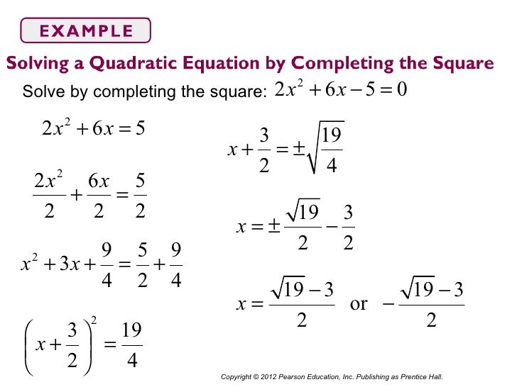 Section 1.2 Quadratic Equations