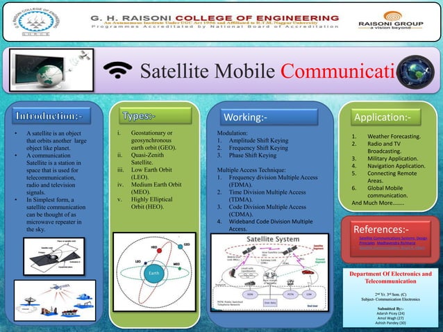Satallite mobile communication Poster | PPTX | Technology & Computing