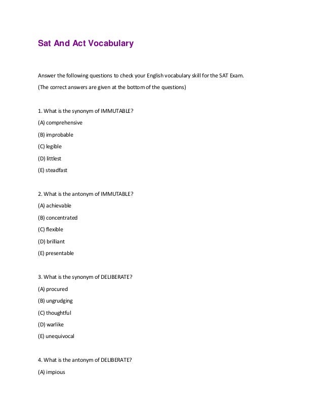 Sat And Act Vocabulary | PDF