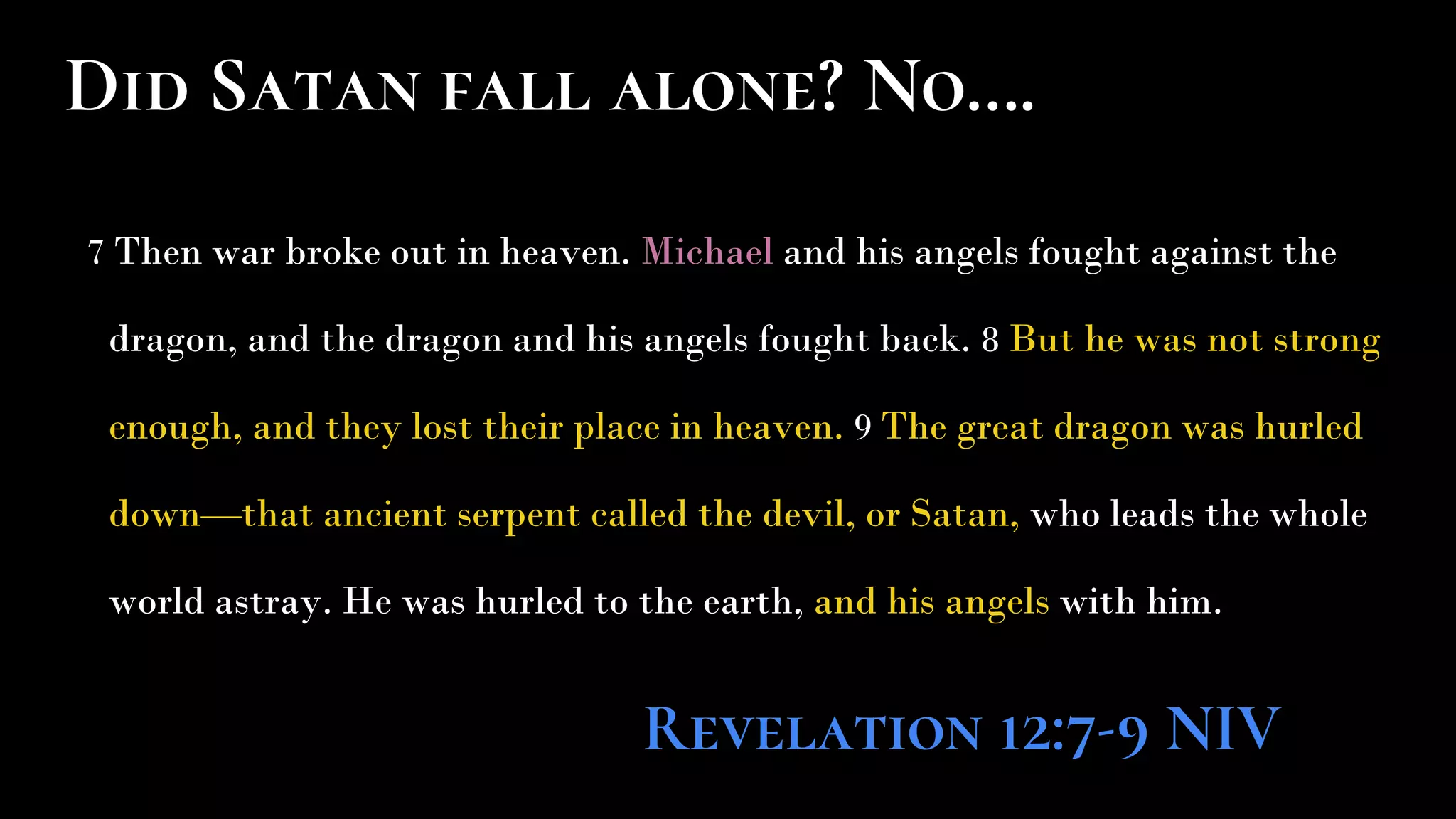 CMV-101 Topic 3 Fall of Satan Kenzie | PPTX