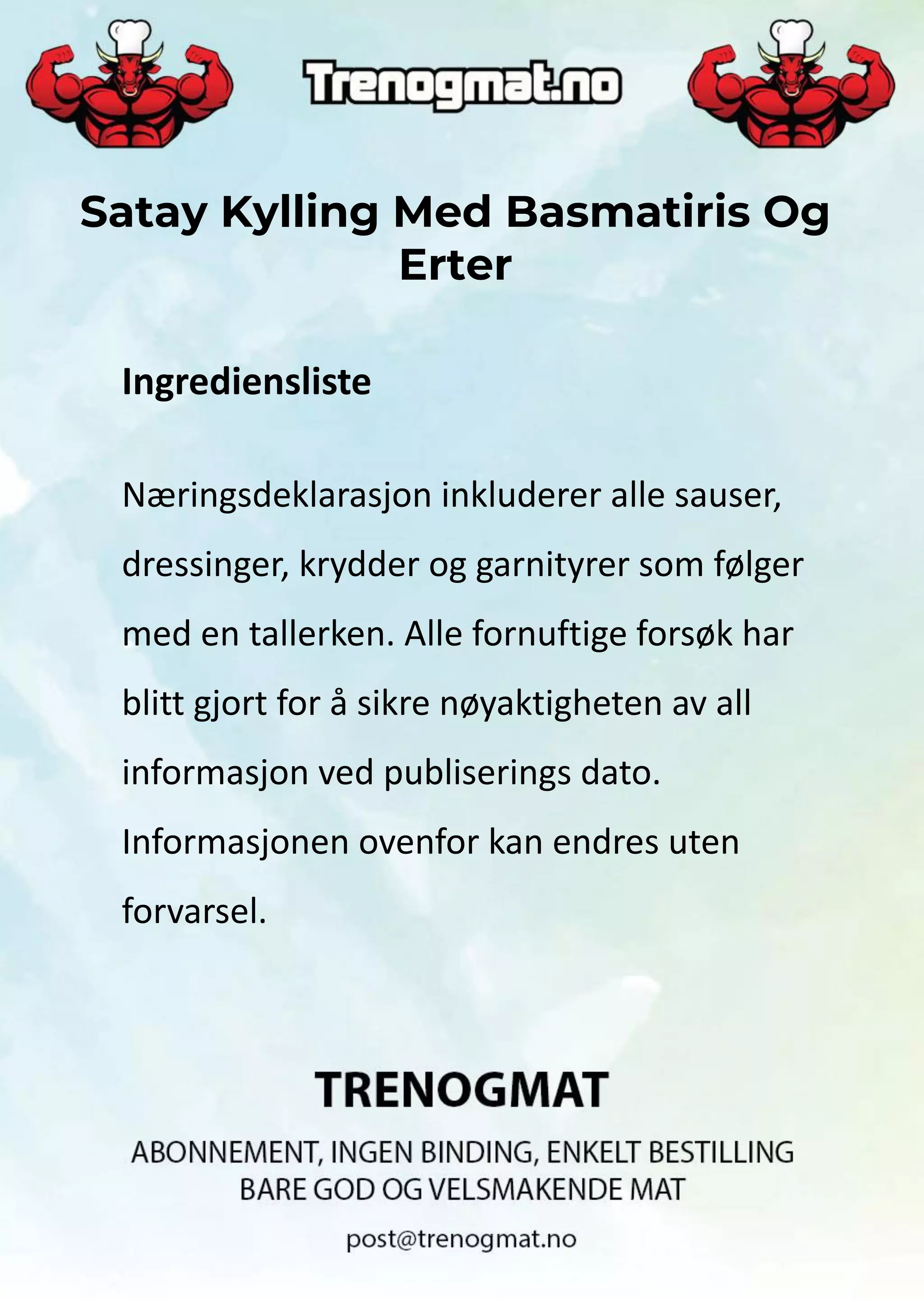 Satay Kylling Med Basmatiris Og Erter - TrenogMat | PDF