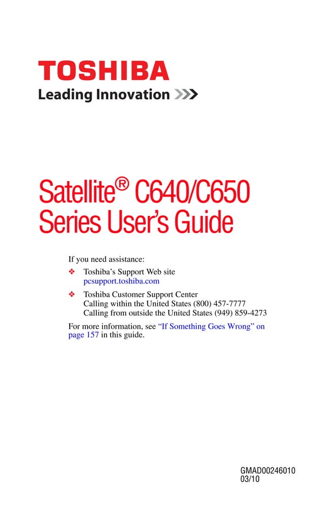 Toshiba User Manual Guide Pdf for Satellite C640 - C650 | PPT