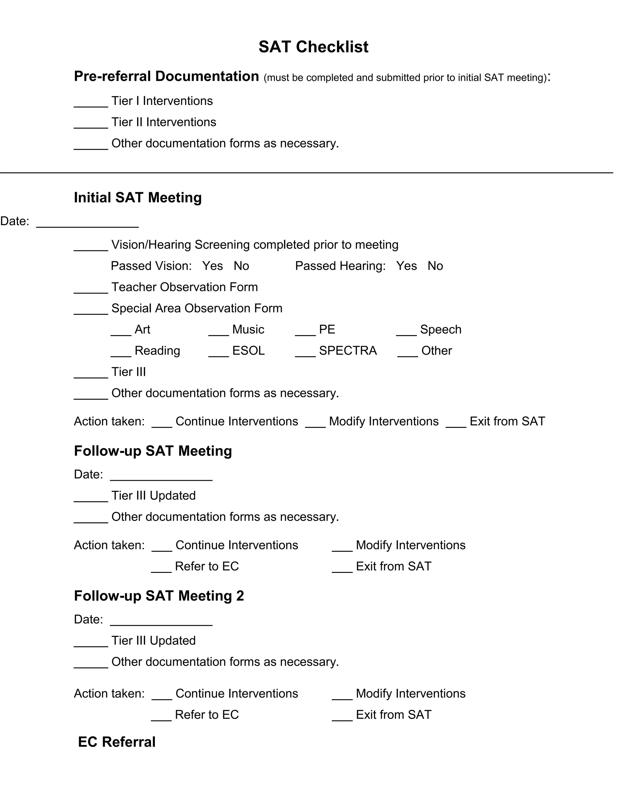 Sat checklist | PDF