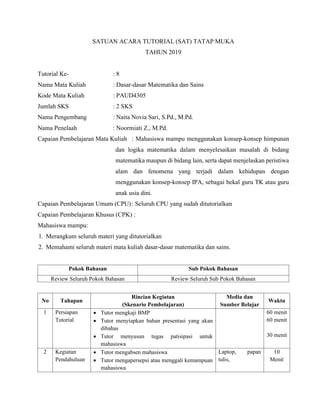 SAT DASAR-DASAR MATEMATIKA DAN SAINS | PDF