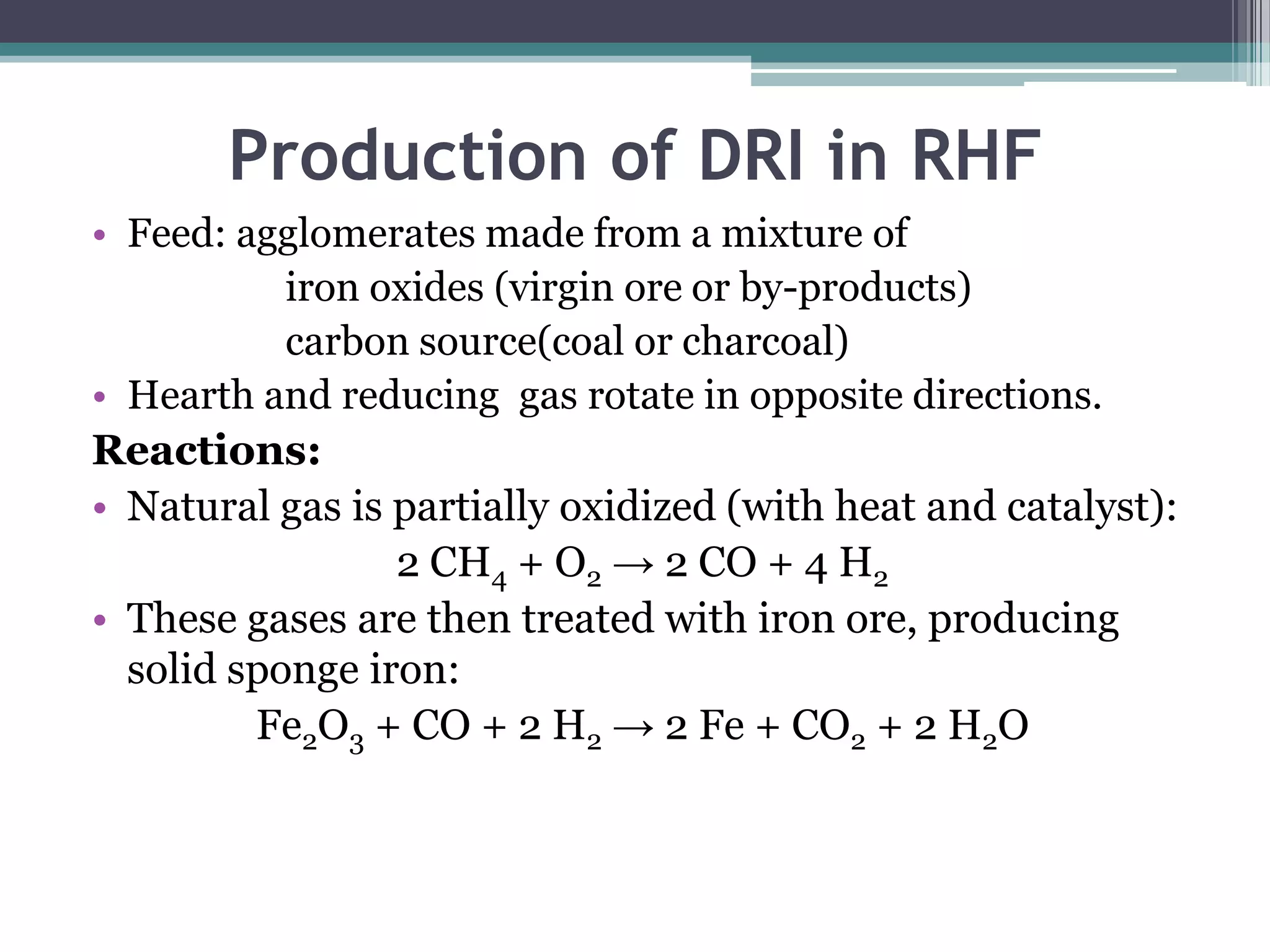 Production of Direct Reduced Iron in Rotary Hearth Furnace | PPTX