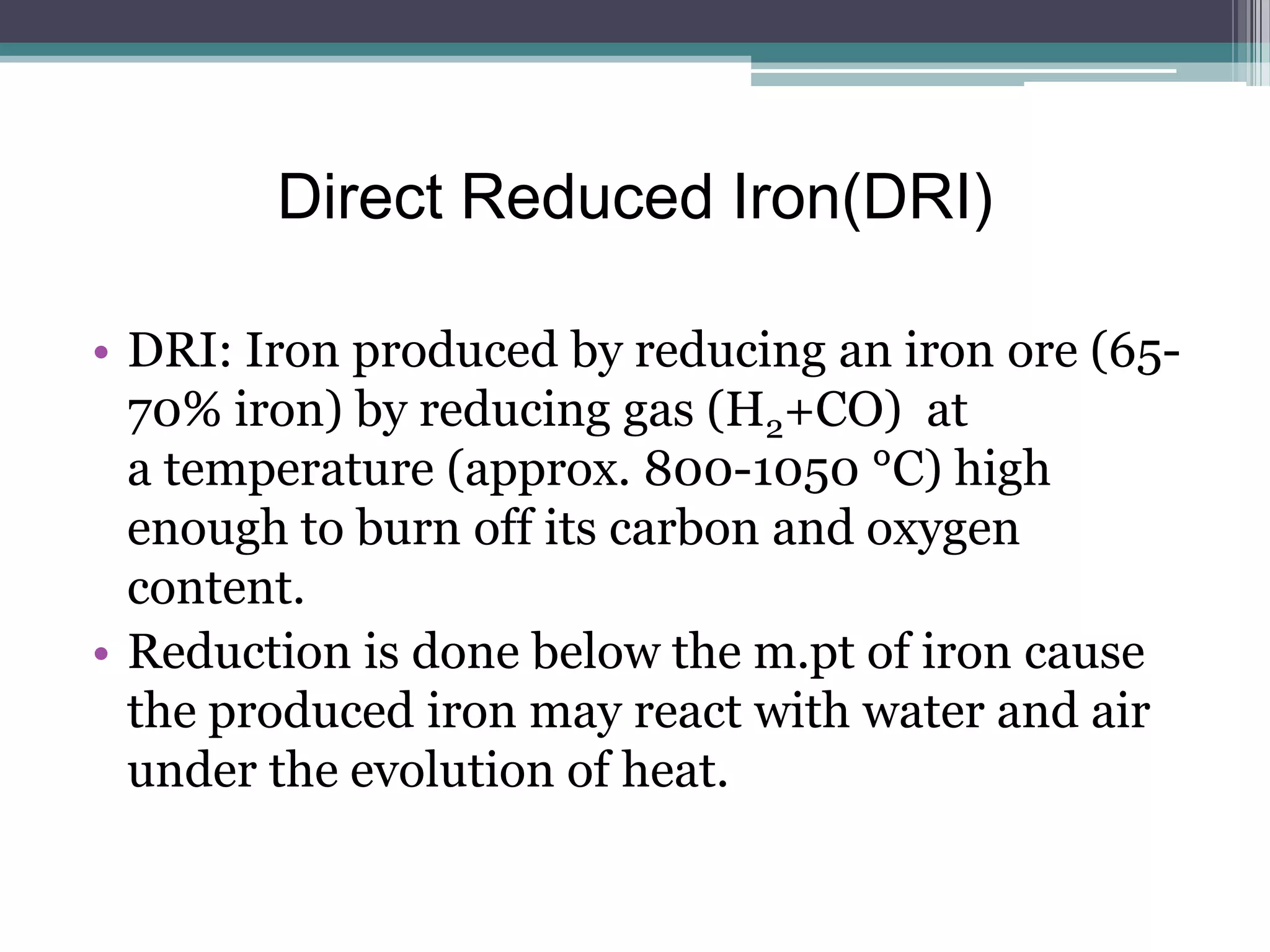Production of Direct Reduced Iron in Rotary Hearth Furnace | PPTX