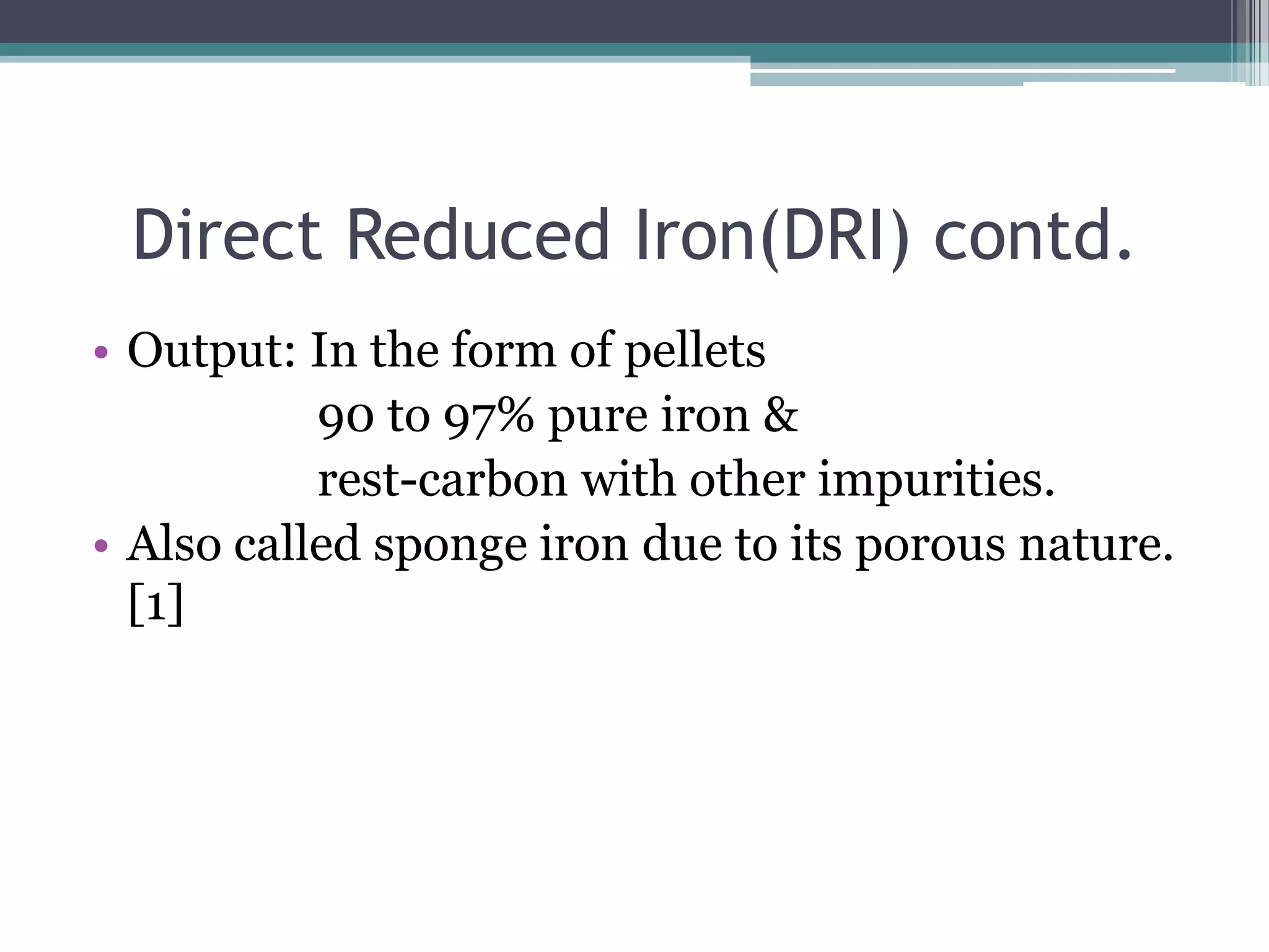 Production of Direct Reduced Iron in Rotary Hearth Furnace | PPTX