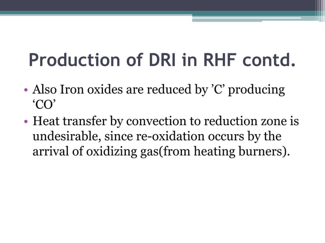 Production of Direct Reduced Iron in Rotary Hearth Furnace | PPTX