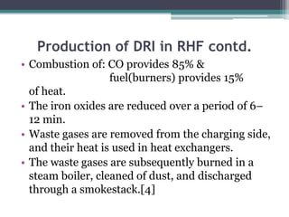 Production of Direct Reduced Iron in Rotary Hearth Furnace | PPTX