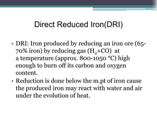 Production of Direct Reduced Iron in Rotary Hearth Furnace | PPTX