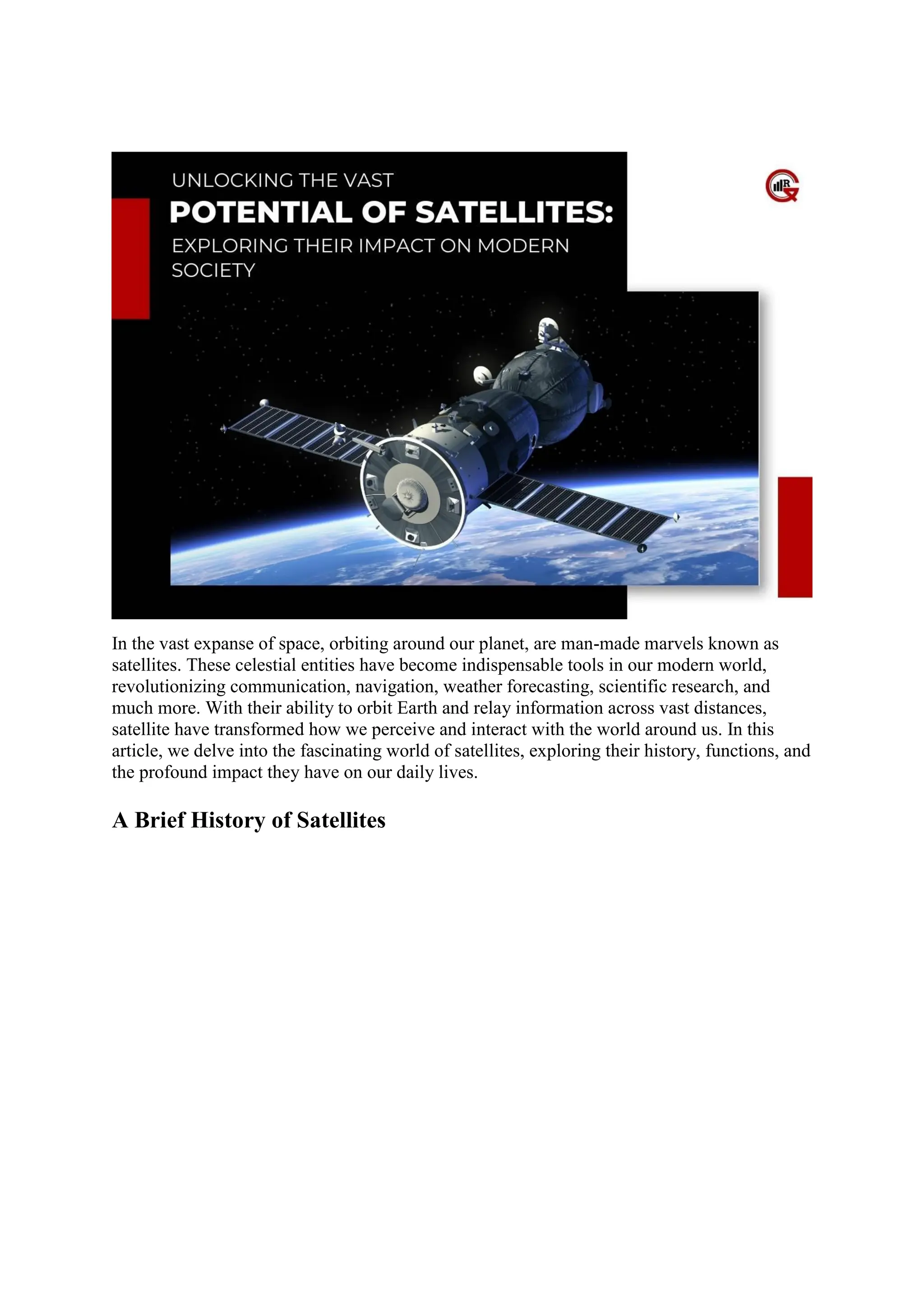 Satellites: Exploring History, Types, Impact, Challenges and Future ...