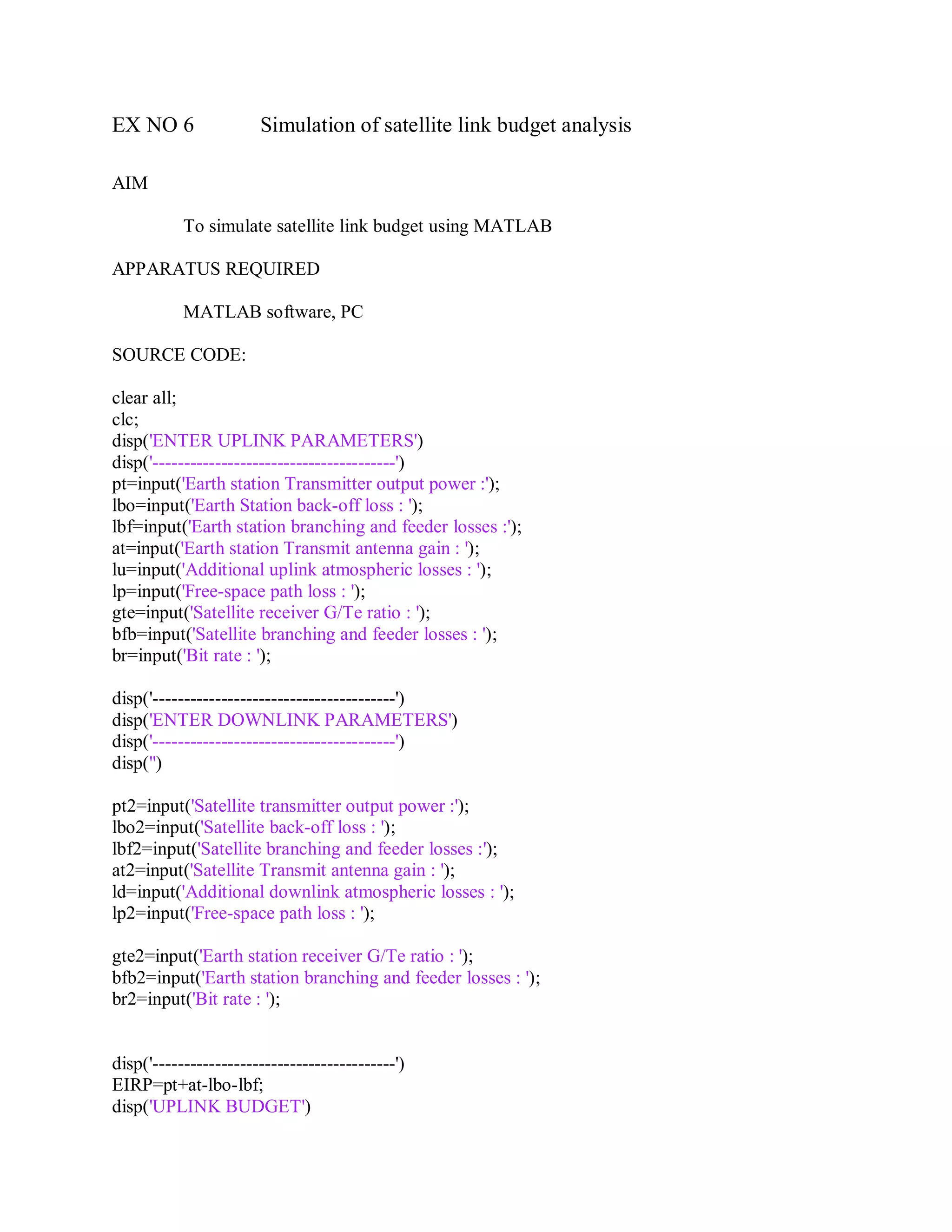 Satellite Link Budget Analysis Matlab Code Pdf Digital Audio Computer Software And