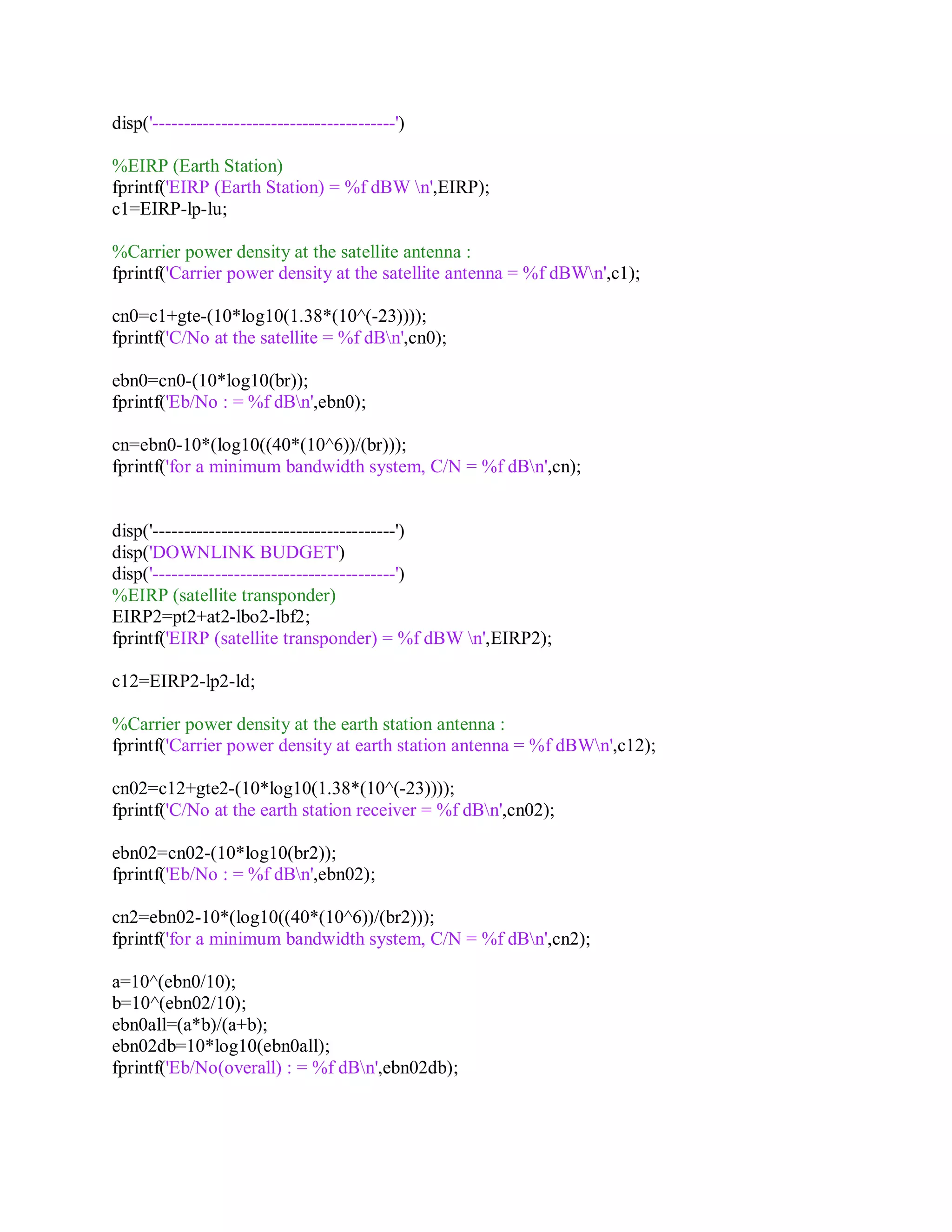 Satellite Link Budget Analysis Matlab Code Pdf Digital Audio