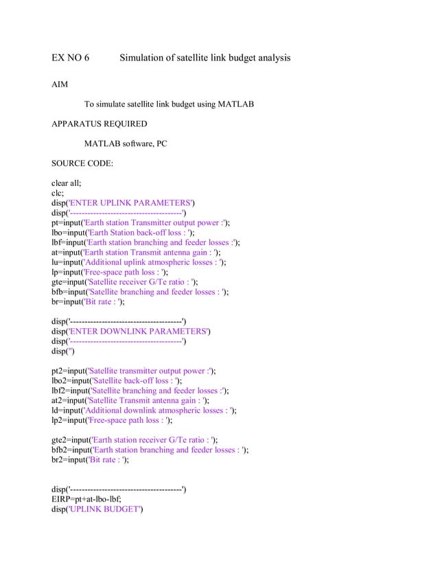 Satellite link-budget-analysis-matlab-code | PDF | Digital Audio | Computer Software and ...