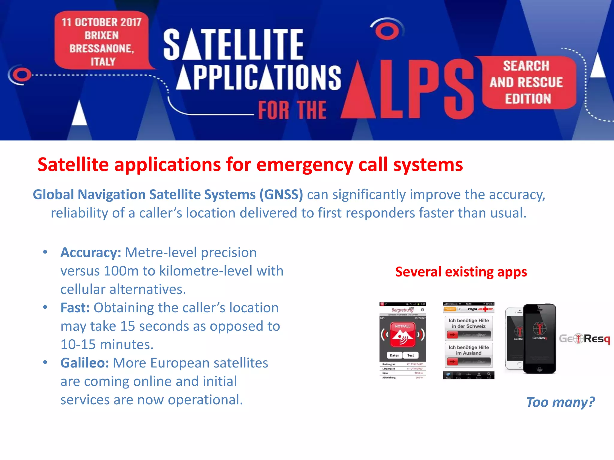 EENA 2018 - Satellite applications for emergency response, search and ...