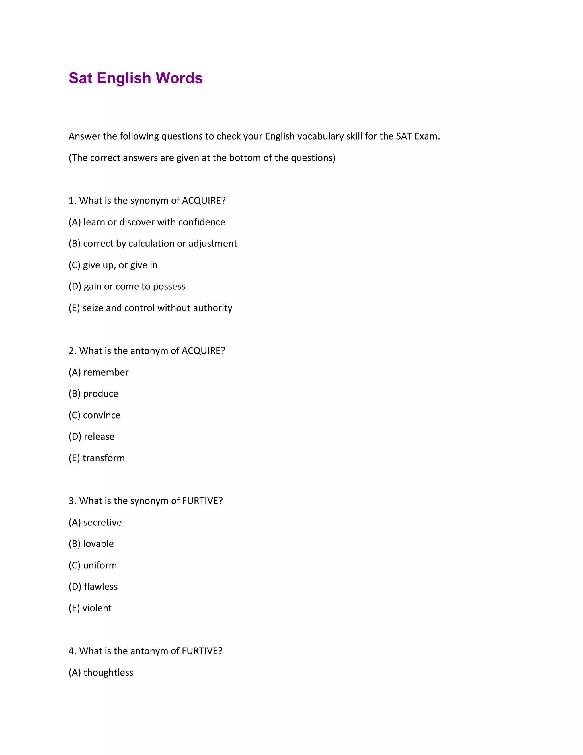 Sat English Words | PDF