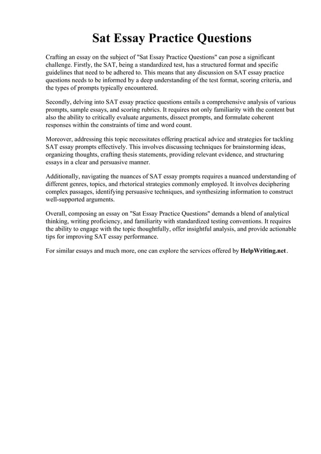 Sat Essay Practice Questions | PDF