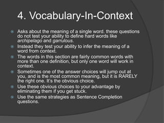 Sat Exam Reading Strategies Short Passages | PPTX