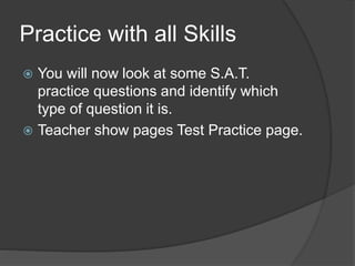 Sat Exam Reading Strategies Short Passages | PPTX