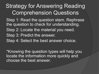 Sat Exam Reading Strategies Short Passages | PPTX