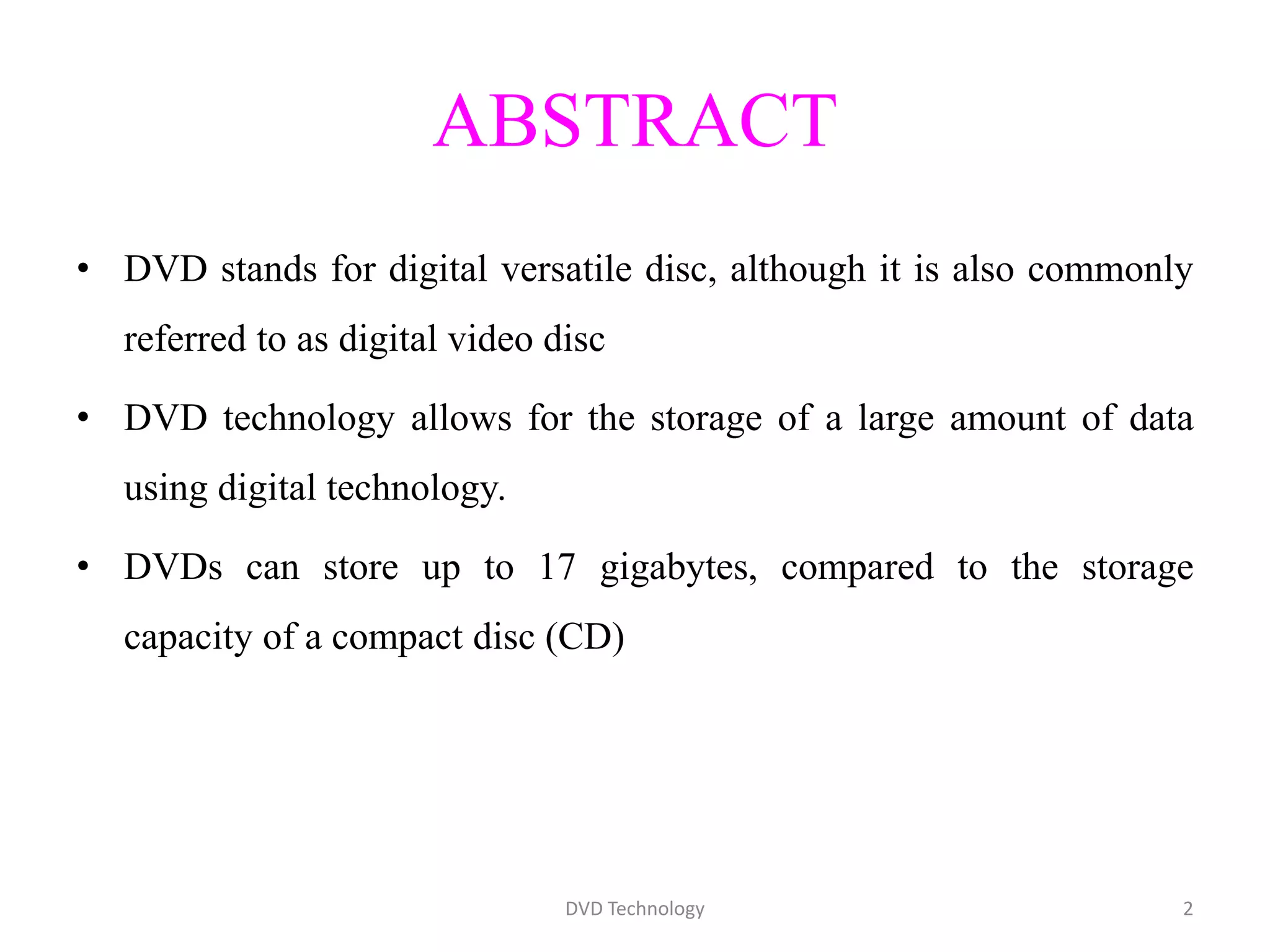 DVD TECHNOLOGY BY SAIKIRAN PANJALA | PPTX