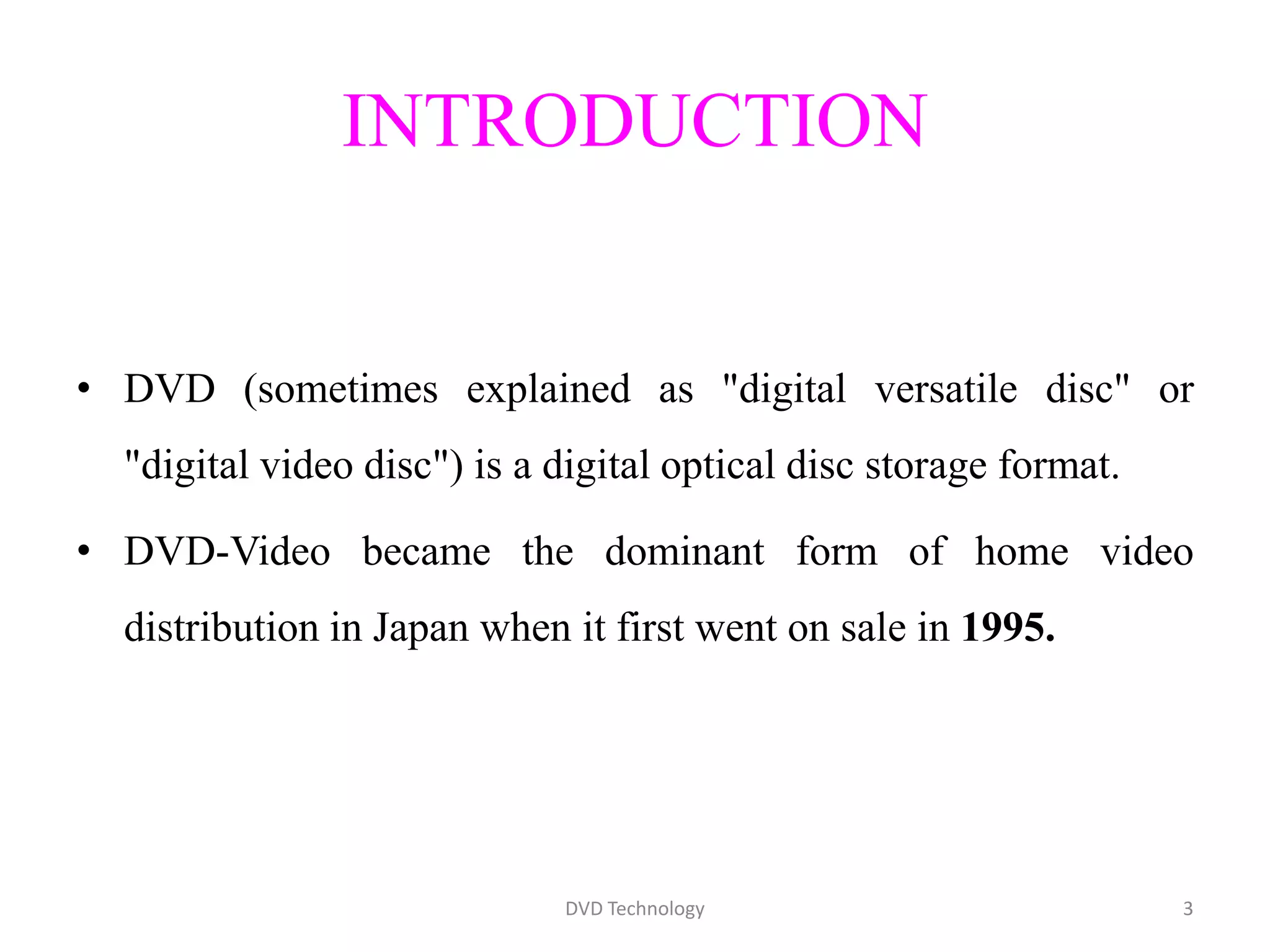 DVD TECHNOLOGY BY SAIKIRAN PANJALA | PPTX