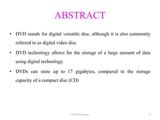 DVD TECHNOLOGY BY SAIKIRAN PANJALA | PPTX