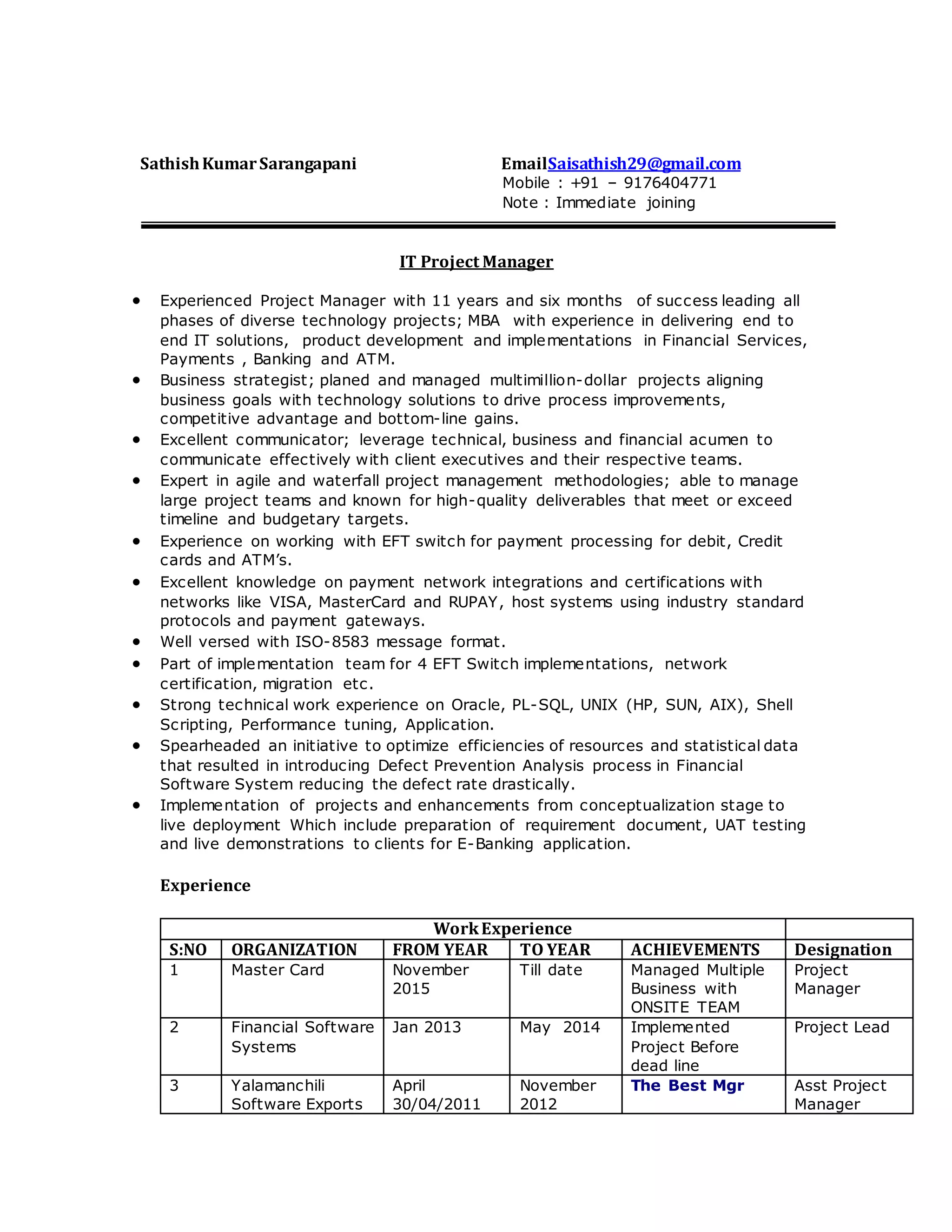Sathish resume | DOCX