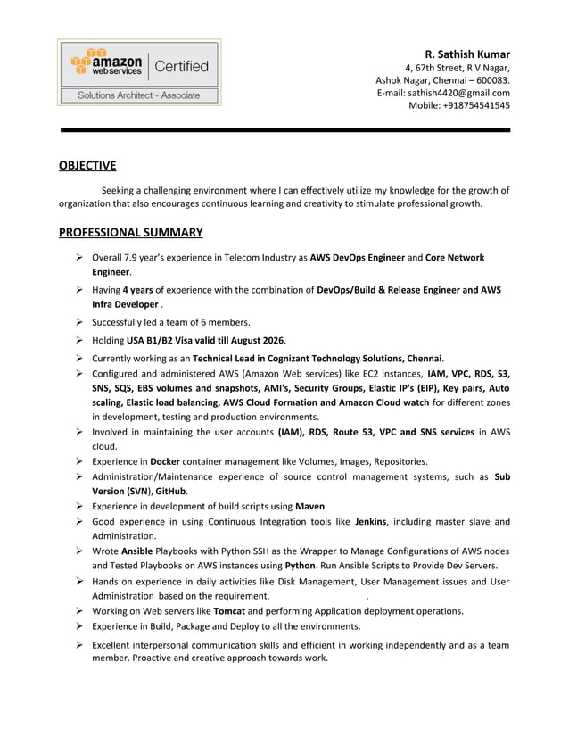 Sathish resume | DOC