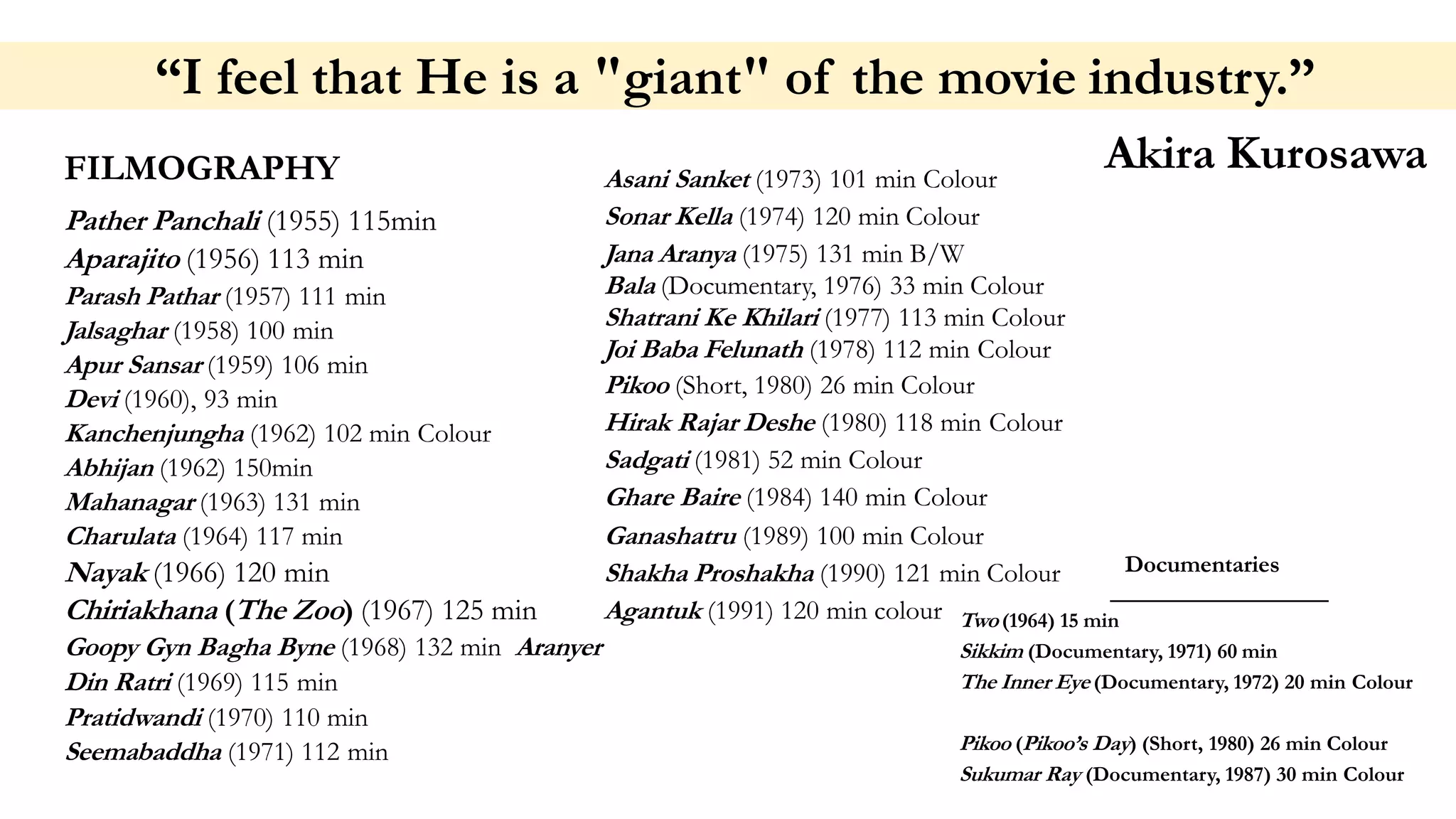 Satyajit Ray- Filmmaker | PPTX