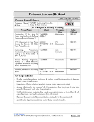 CV - S Atif Masroor - Document Control Manager / Specialist | PDF