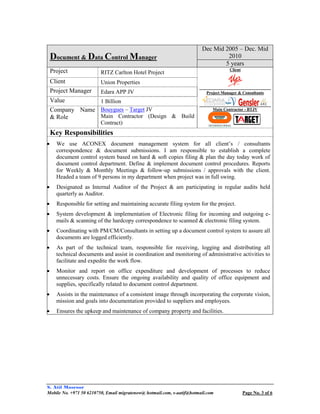 CV - S Atif Masroor - Document Control Manager / Specialist | PDF