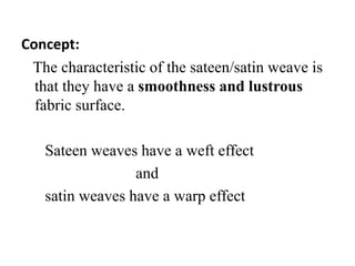 Satin and sateen weaves | PPTX