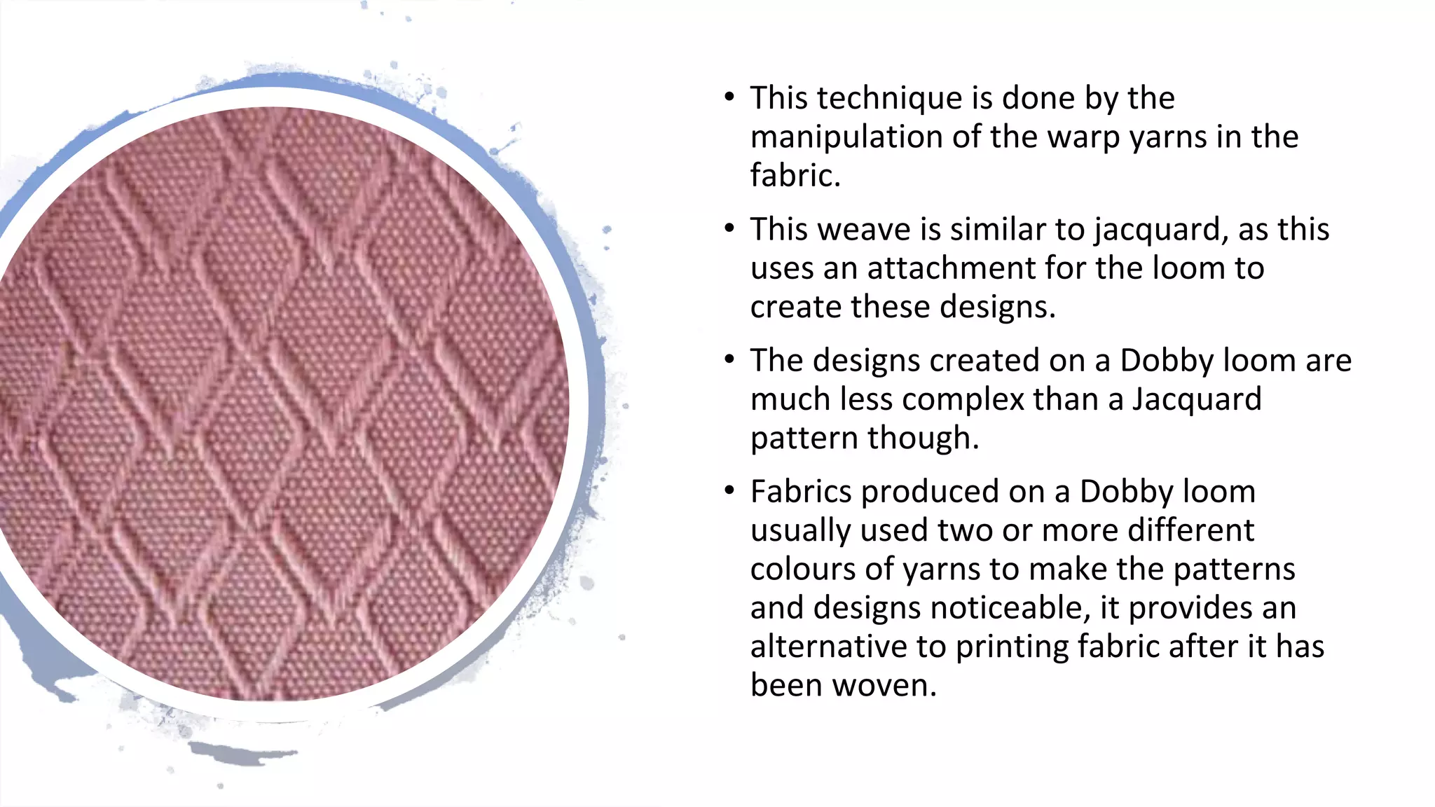 Weaving of Satin sateen and dobby | PPTX