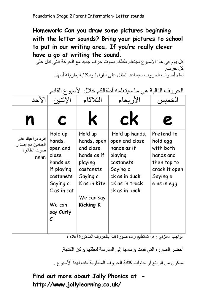 Phonics Homework Phonics Homework