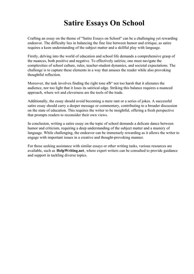 Satire Essays On School.pdf