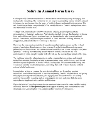 Satire In Animal Farm Essay.pdf