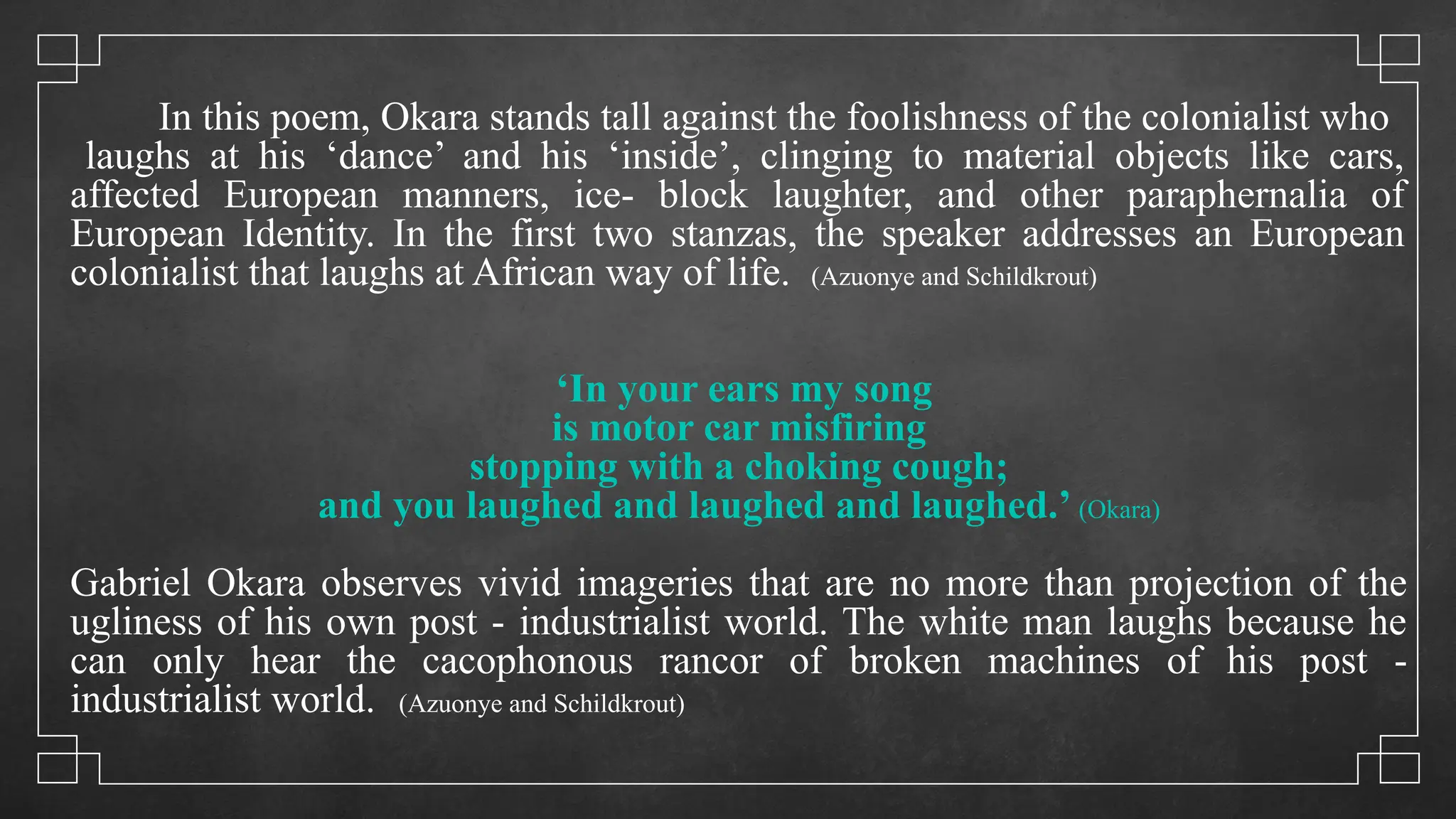 Satirical Depths - A Study of Gabriel Okara's Poem - 'You Laughed and ...