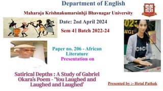 Satirical Depths - A Study of Gabriel Okara's Poem - 'You Laughed and ...