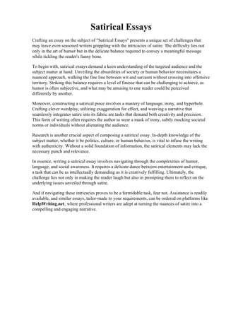 Satirical Essays | PDF
