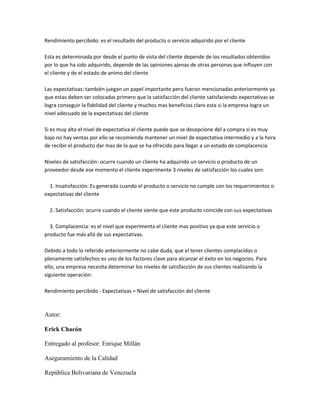 Satisfacción del cliente | DOCX