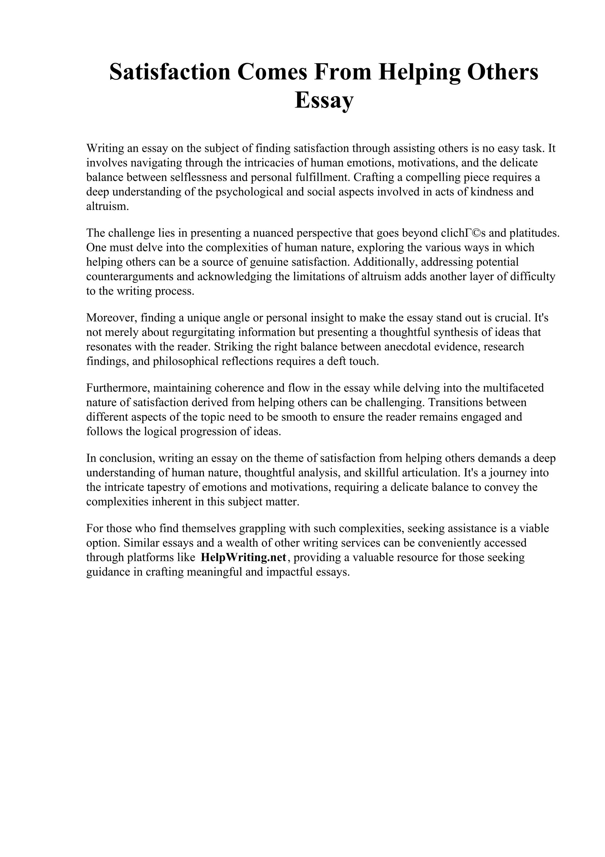 Satisfaction Comes From Helping Others Essay.pdf